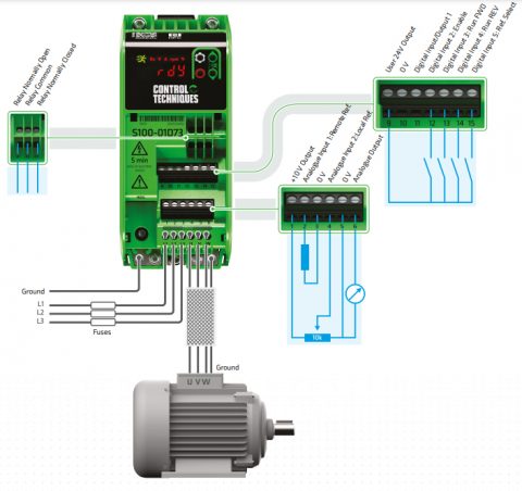 Biến tần Nidec Commander S100 0.18-2.2kW 1/3pha 200/240VAC - AZCOM